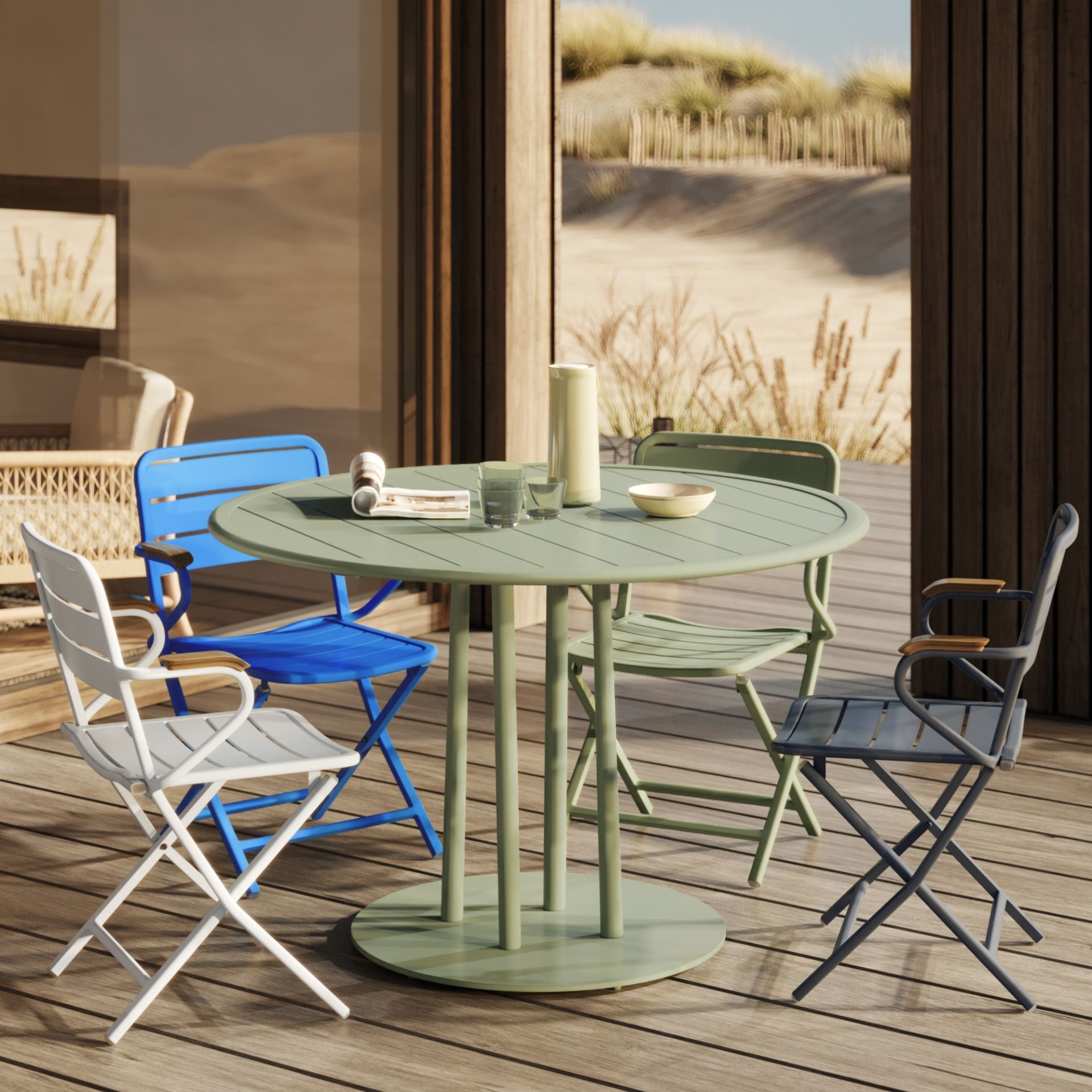 Runder Gartentisch VANZEELAND aus Aluminium ⌀ 120 Green Tea | VANDERHUS